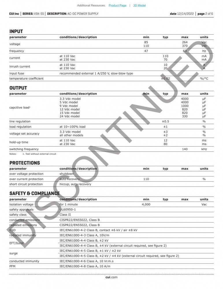 VSK-S5-9UA datasheet page 2