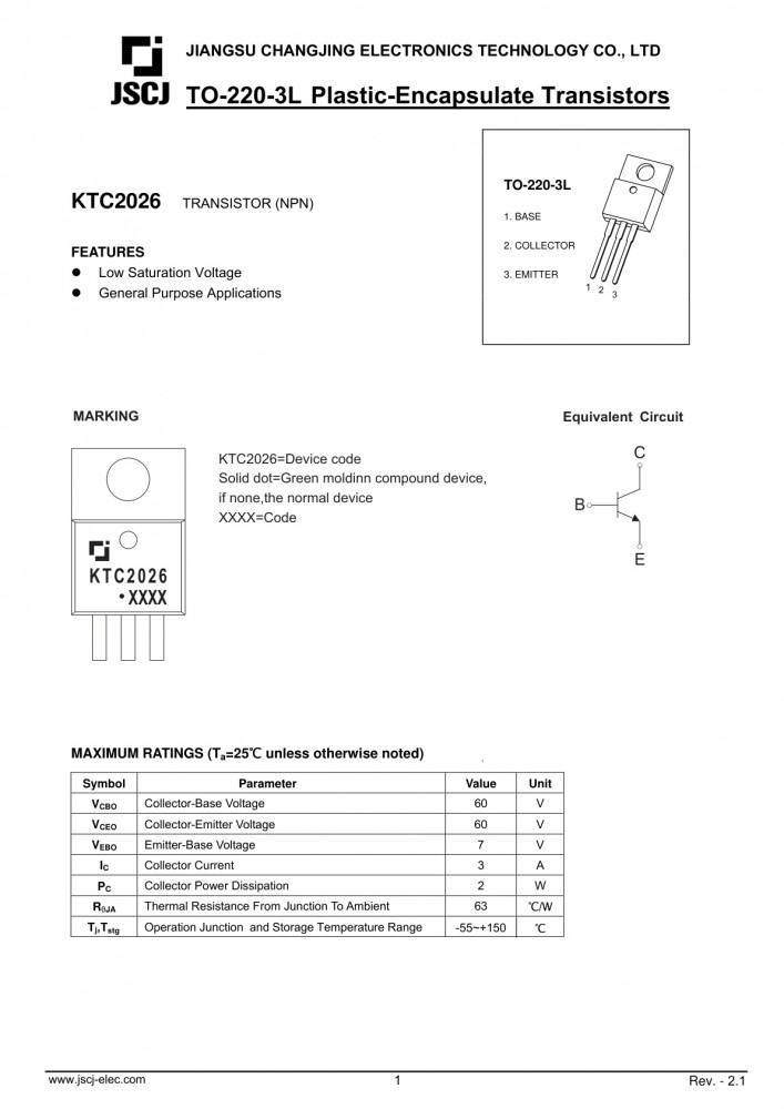 KTC2026 datasheet page 1