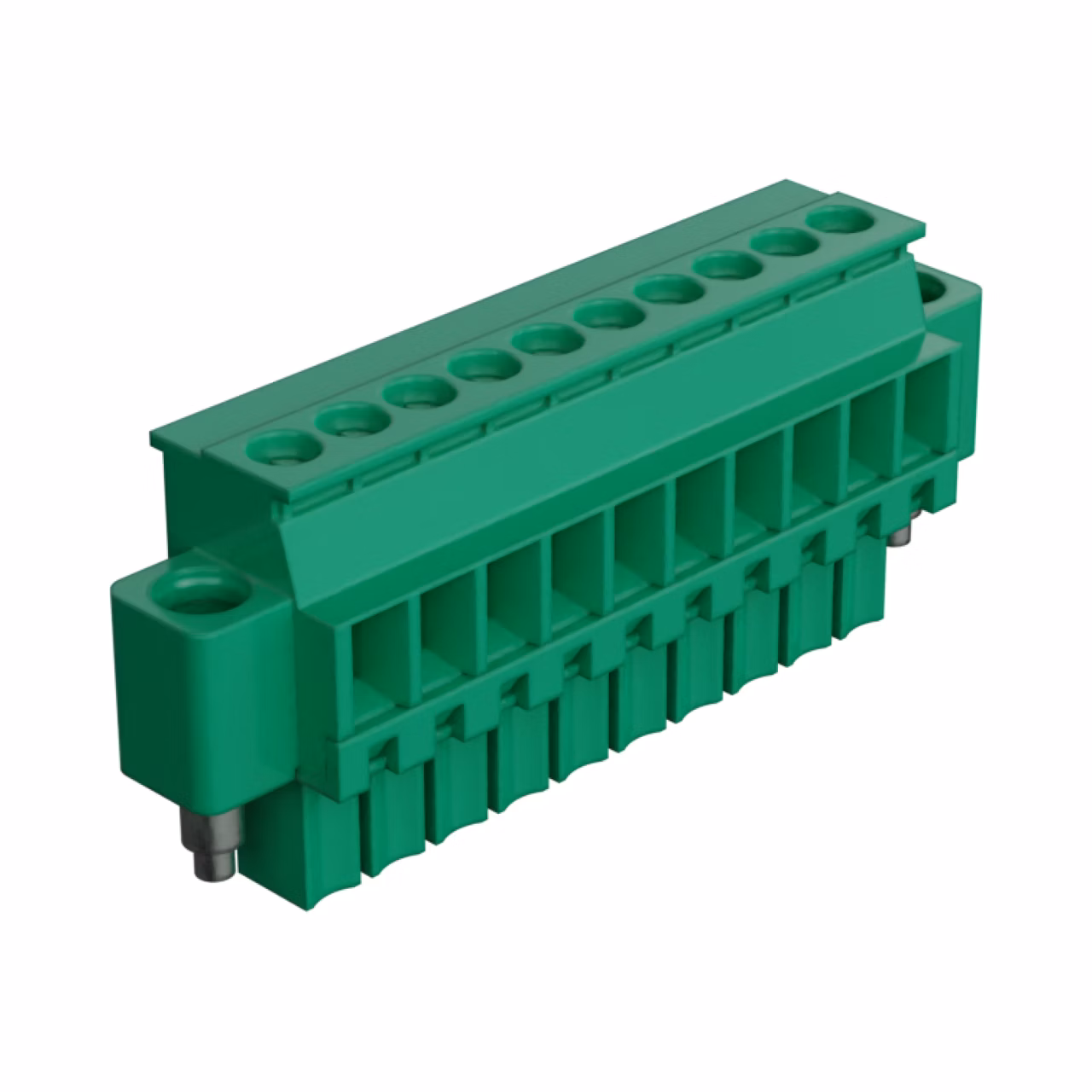 3.50mm Pitch Eurostyle Vertical Plug, with Retention Screws, Rear Wire Entry, Green Housing, 10 Circuits for sale