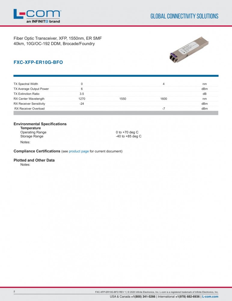 FXC-XFP-ER10G-BFO datasheet page 2