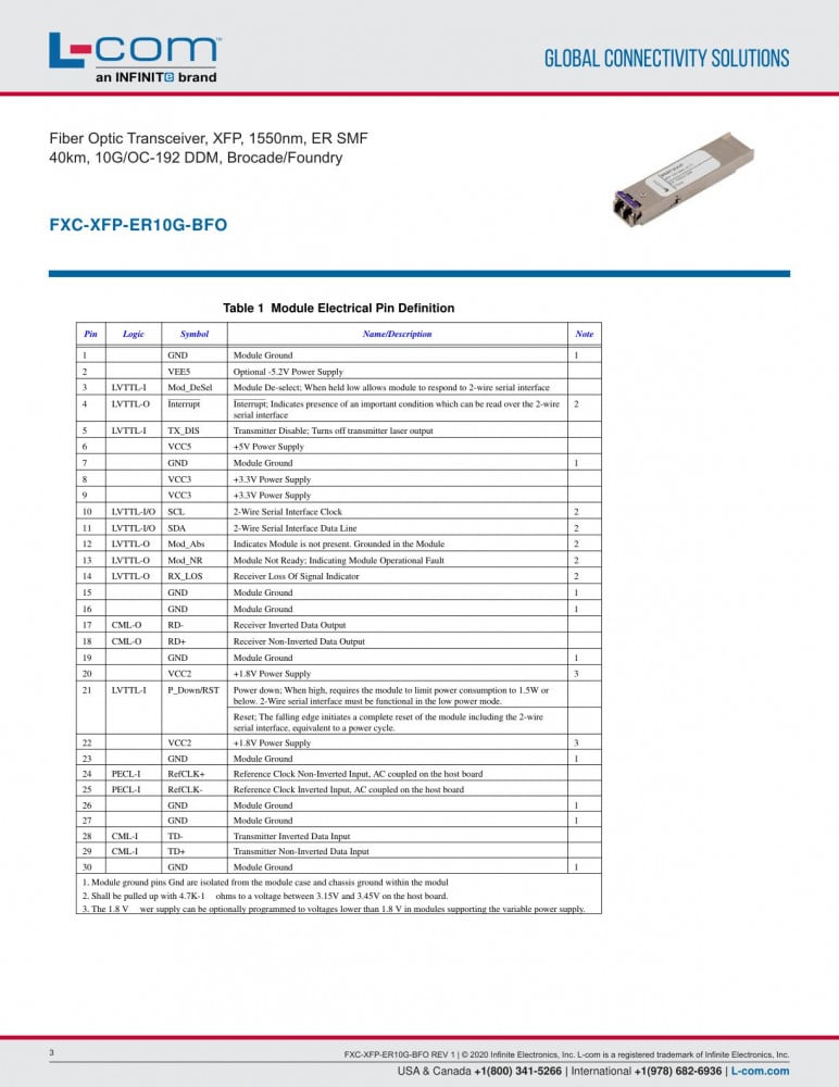 FXC-XFP-ER10G-BFO datasheet page 3