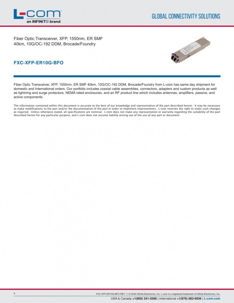 FXC-XFP-ER10G-BFO datasheet page 5