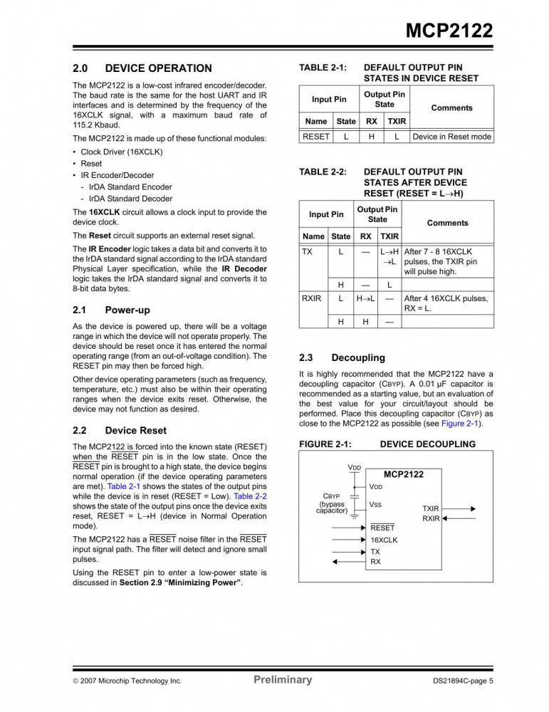 MCP2122 datasheet page 5