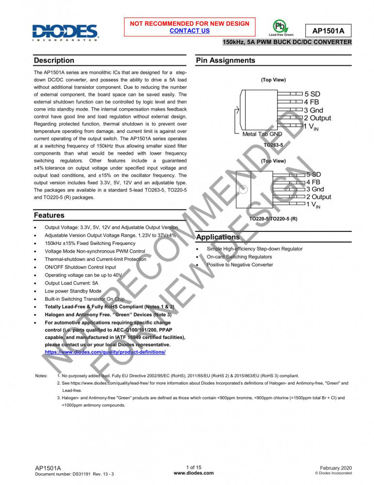 AP1501A datasheet page 1