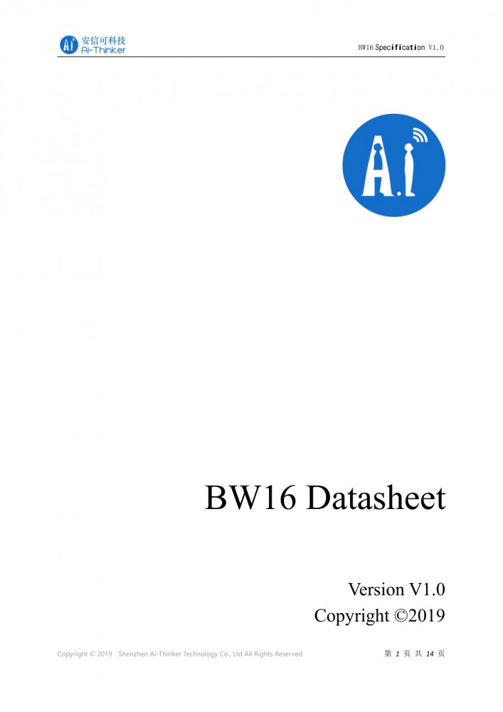 BW16 datasheet page 1
