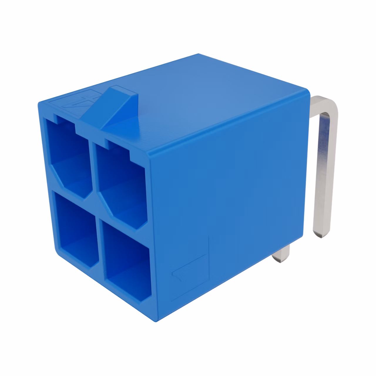 Mega-Fit ColorLock Right-Angle Header, 5.70mm Pitch, Through Hole, Dual Row, 4 Circuits, Matte Tin (Sn) Plating, 3.60mm Tail Length, Glow-Wire Capable, Tray, Blue for sale