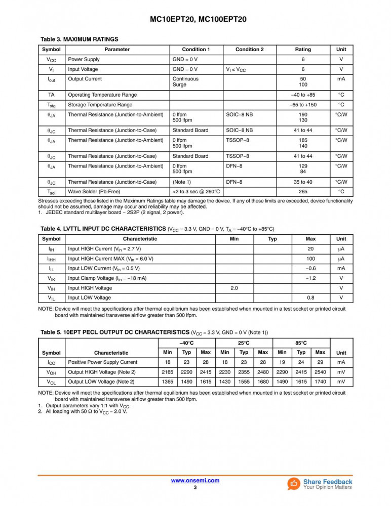 MC100EPT20 technical document, page 3
