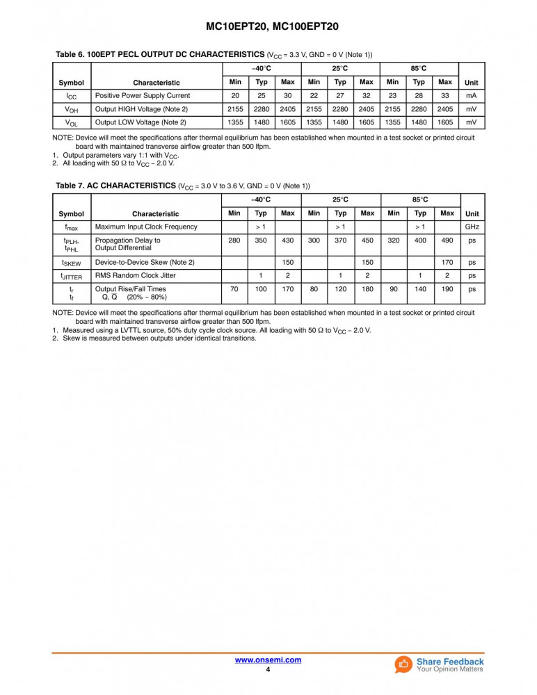 MC100EPT20 technical document, page 4