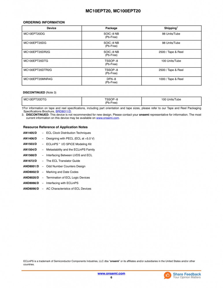MC100EPT20 technical document, page 6