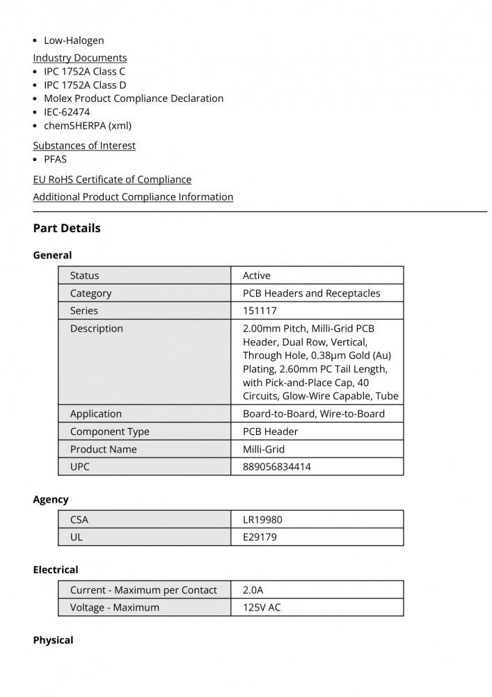 Molex Milli-Grid product specification page 2