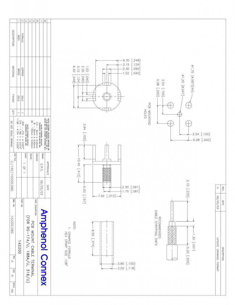 Amphenol 142200 technical drawing