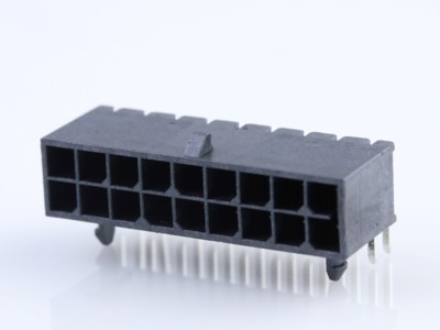 Micro-Fit+ Versa Color Right-Angle Header, Through Hole, 3.00mm Pitch, Dual Row, 10 Circuits, 1.52µm Matte Tin (Sn) Plating, Glow-Wire Capable, Blue