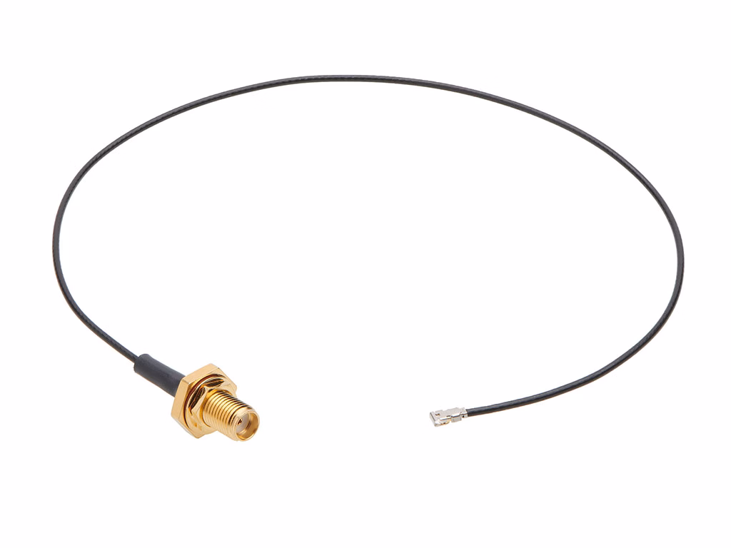 SMA Straight Bulkhead Jack to SMA Right-Angle Plug on RG-316 Double Shielded Cable, 457.20mm Length, 50 Ohms
