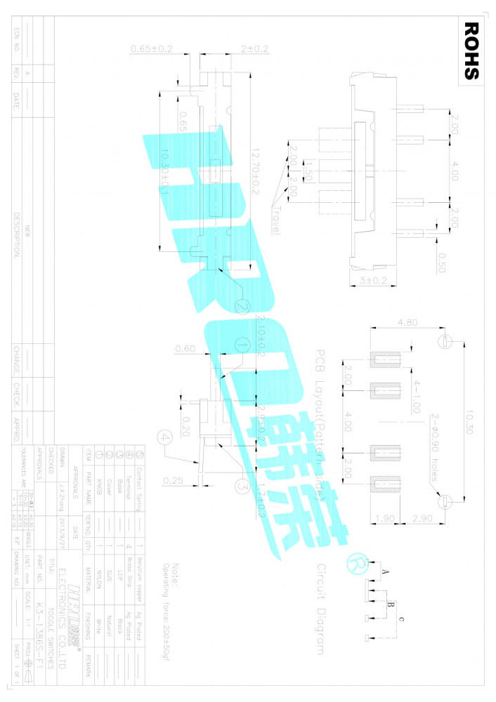 K3-1386S-F1 official mechanical drawing