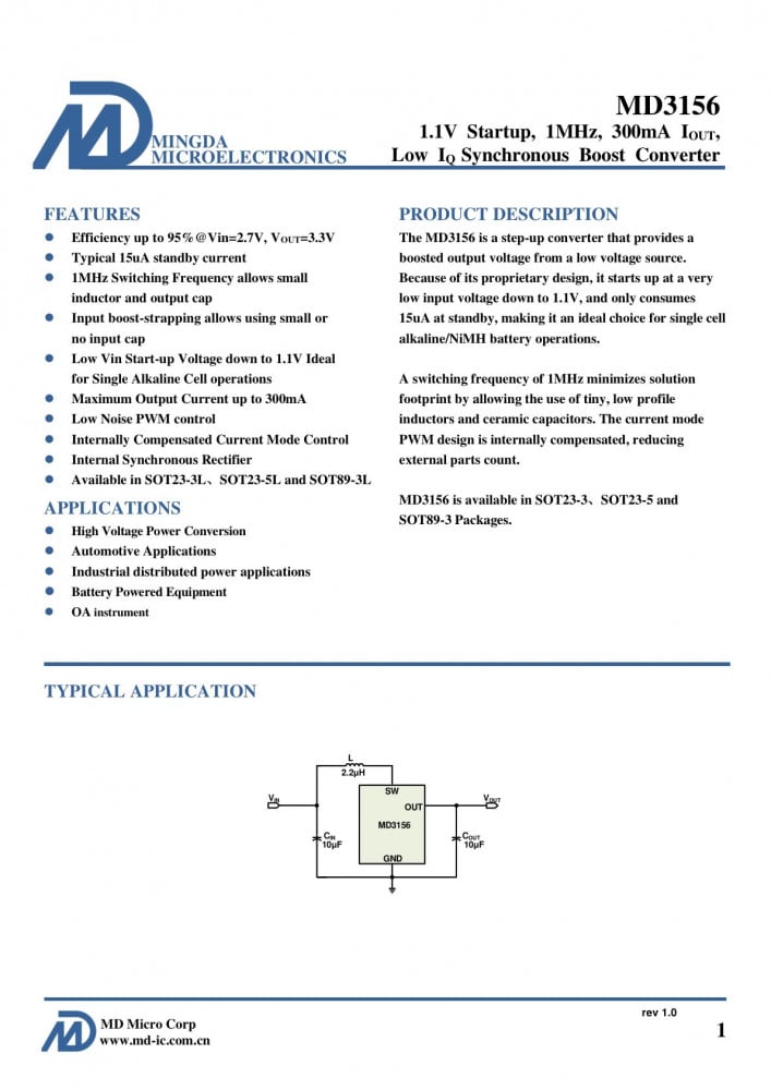 MD3156 datasheet page 1