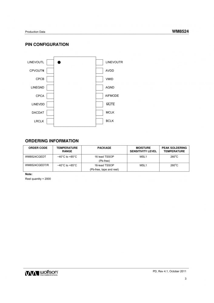 WM8524 datasheet page 3