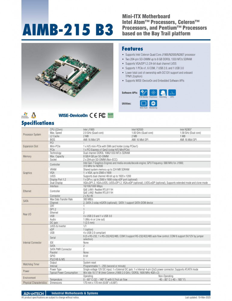 AIMB-215 technical document page 1