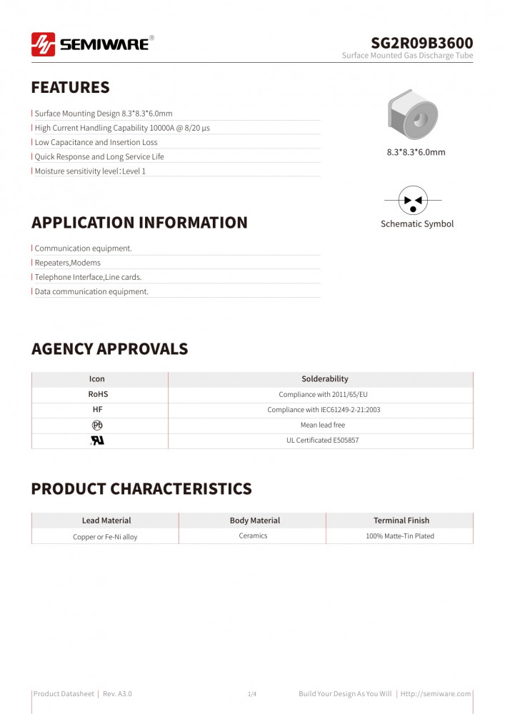 SG2R09B3600 datasheet page 1
