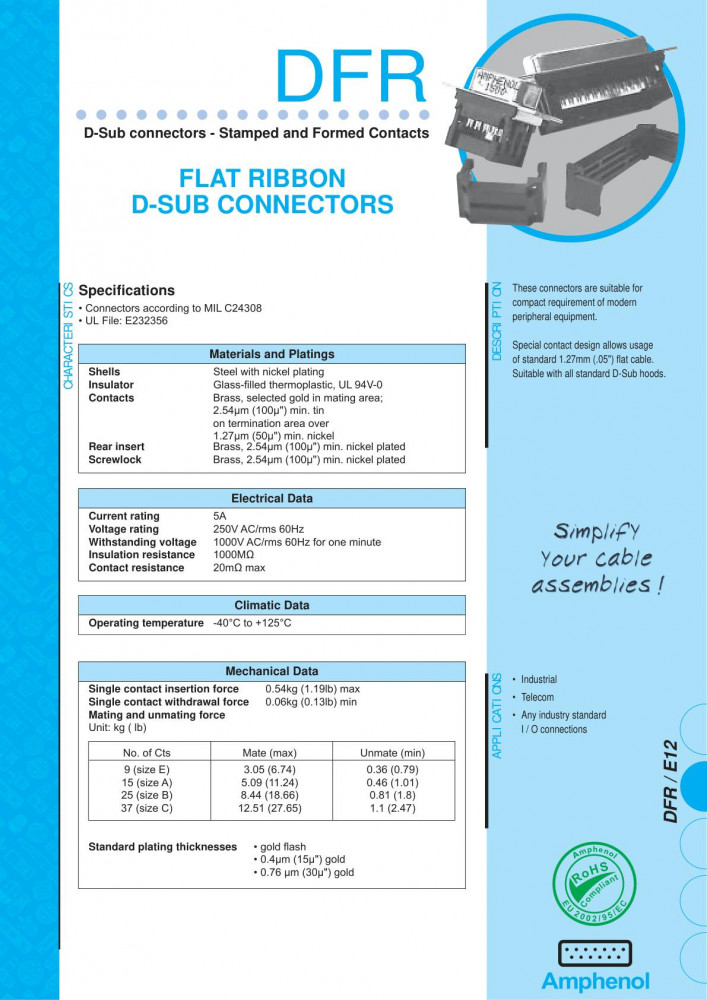 Amphenol flat ribbon D-Sub documentation page 1