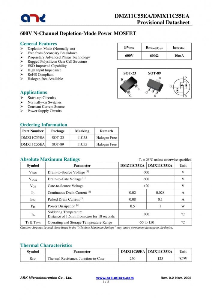 DMZ11C55EA datasheet page 1