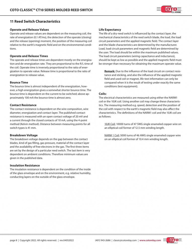 COTO CT10 datasheet page 8