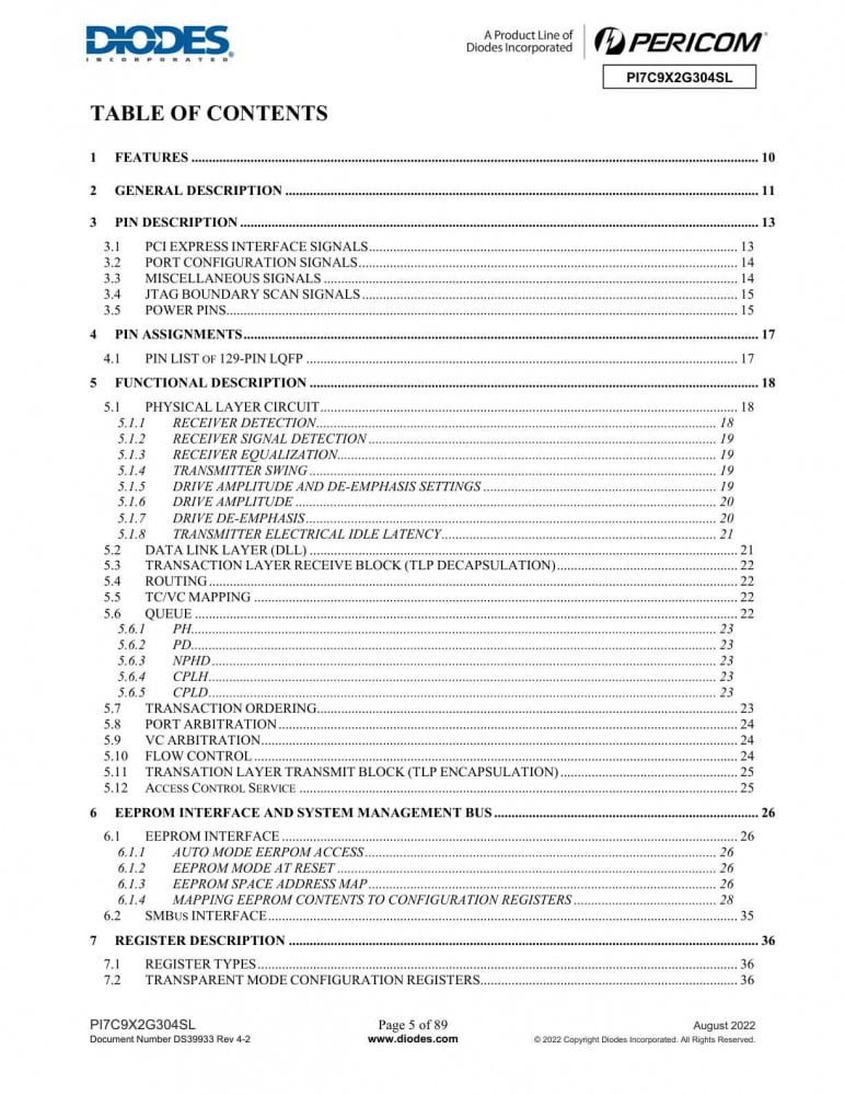 PI7C9X2G304SLBQFDEX datasheet page 5