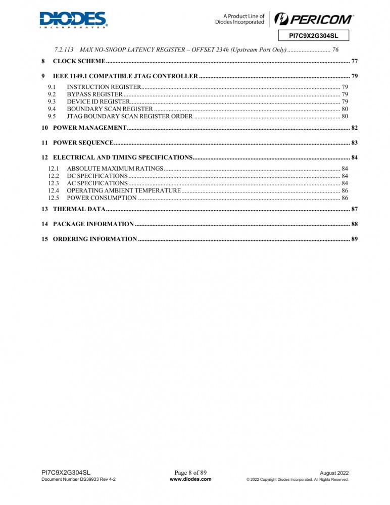PI7C9X2G304SLBQFDEX datasheet page 8