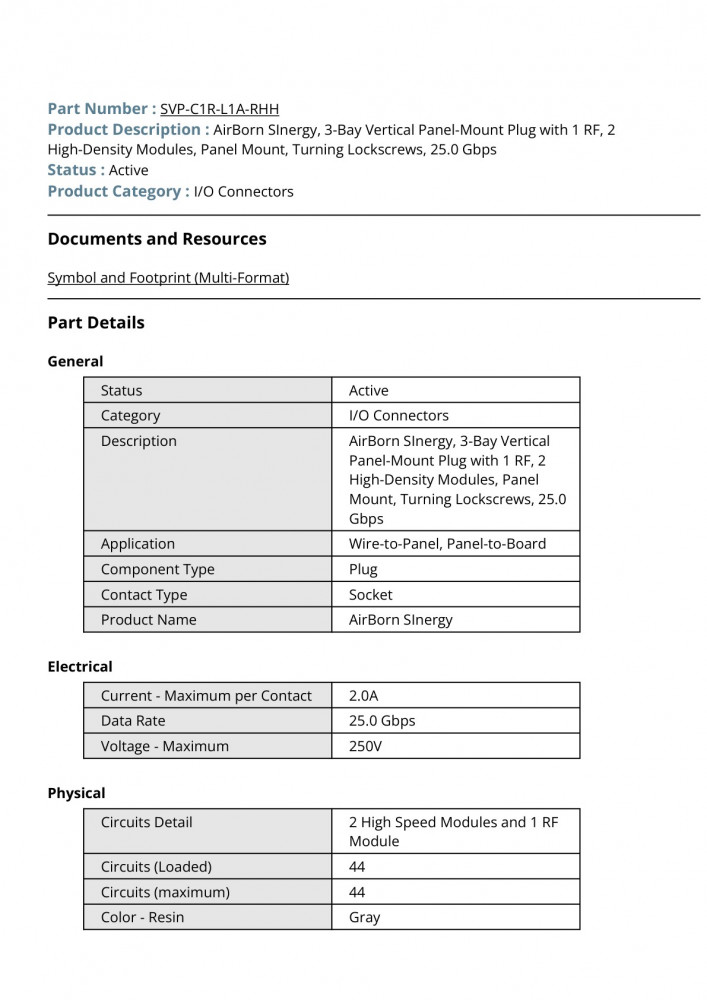 SVP-C1R-L1A-RHH technical document preview, page 1