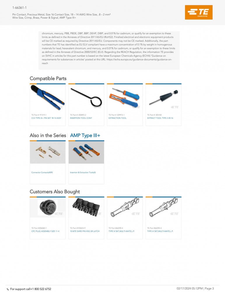 TE Connectivity 1663611 technical document page 3