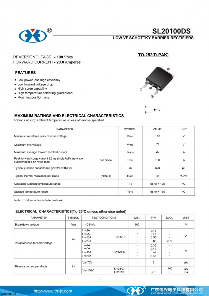 SL20100DS datasheet page 1
