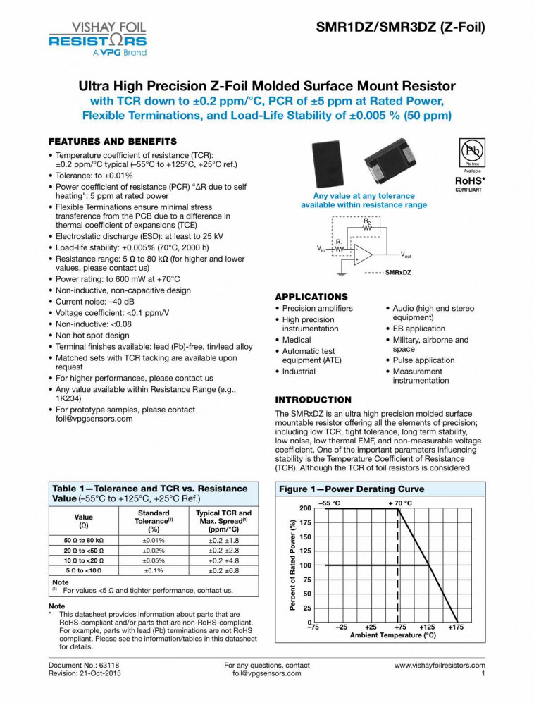 SMR1DZ and SMR3DZ technical document, page 1