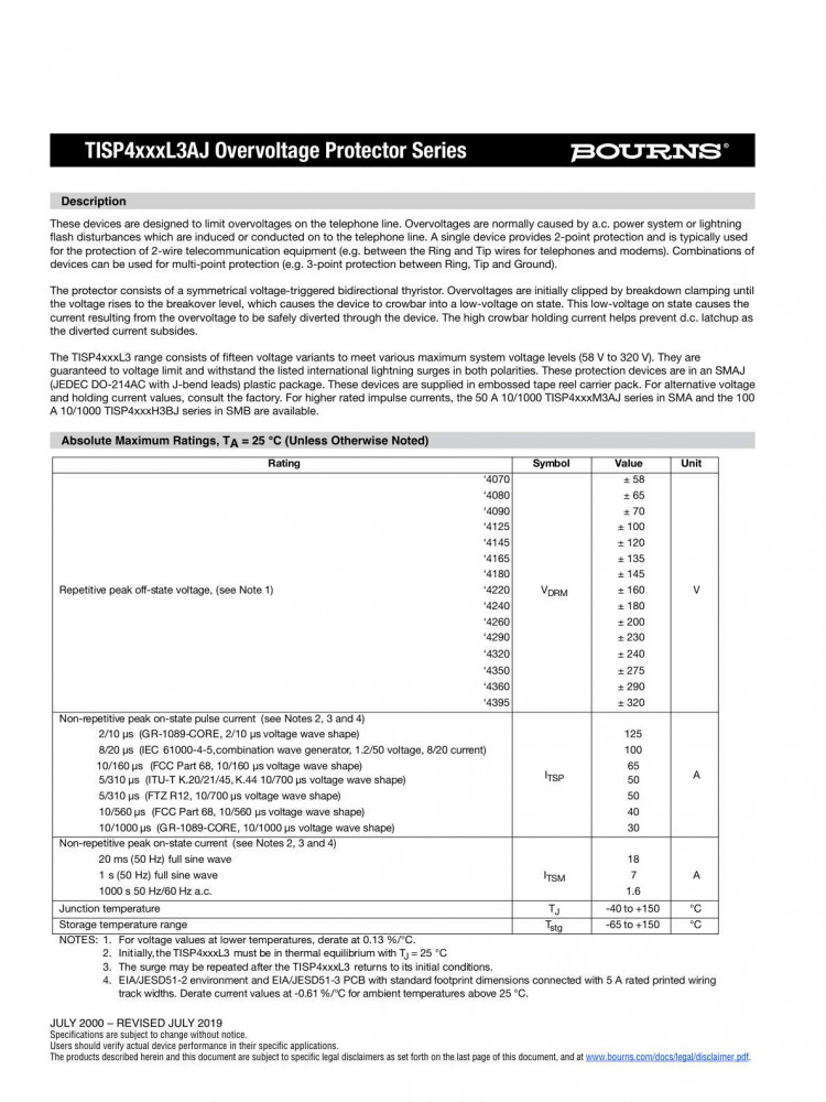 TISP4145L3AJ datasheet page 2