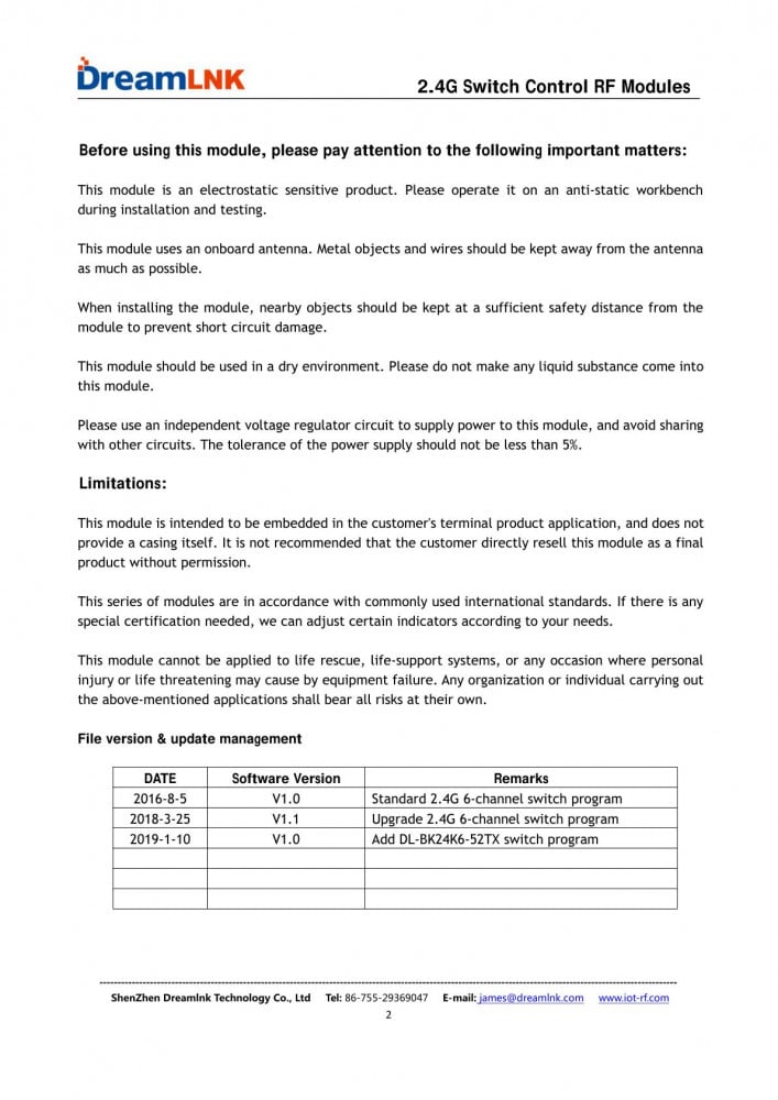 DL-BK24K6 TX datasheet page 2