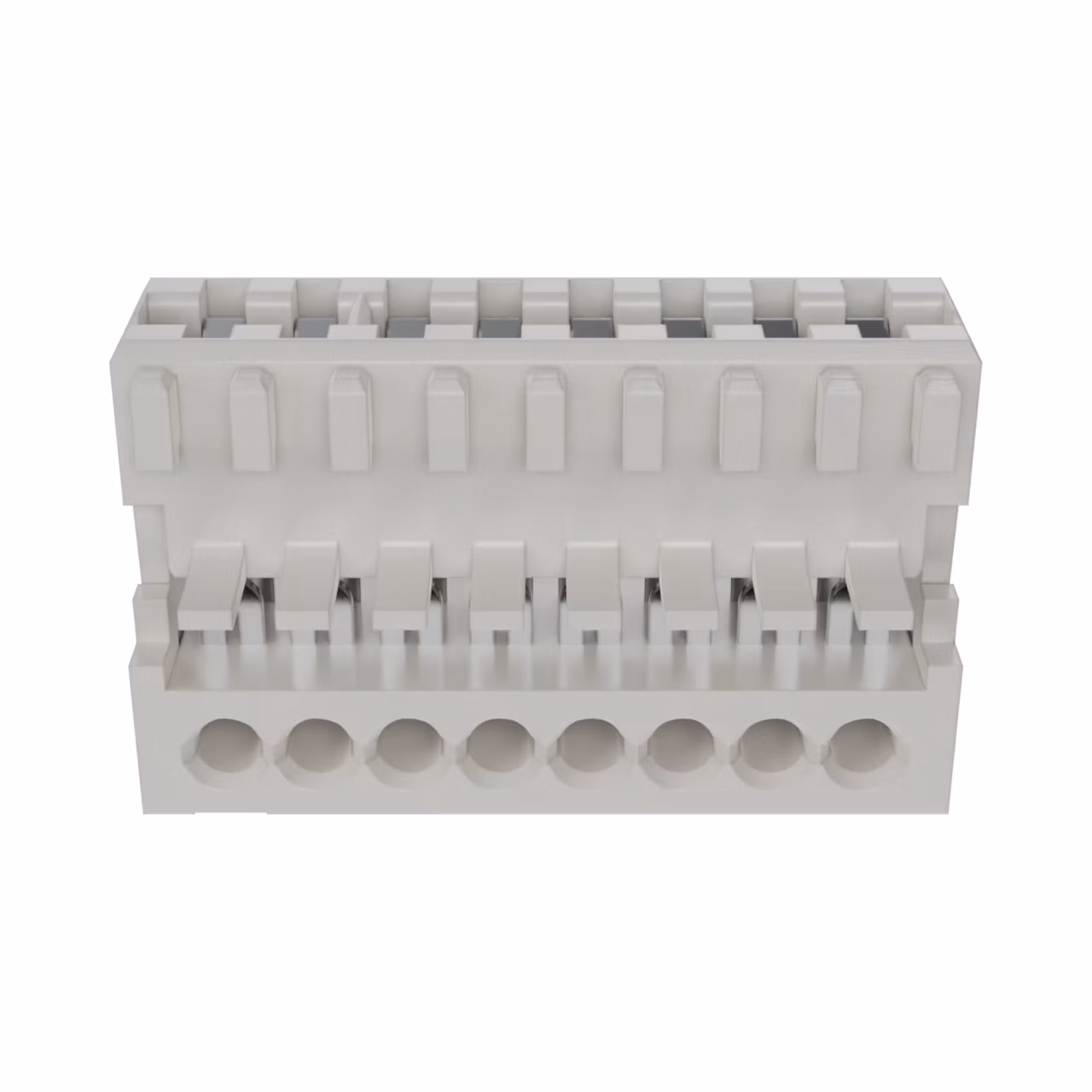 Appli-Mate RAST 2.5 IDT Housing, 2.50mm Pitch, Female, 8 Circuits, Beaded Terminal, All Position Keys, Slotted Endwalls, Polarizing Rib Between Circuits 2 & 3 for sale
