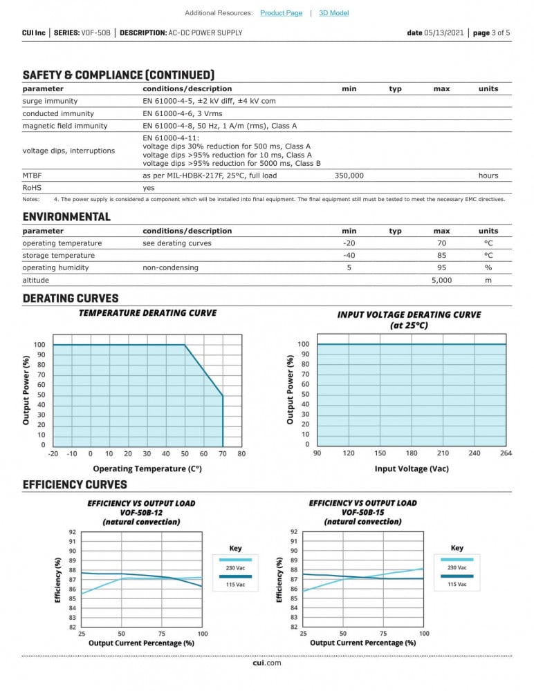 VOF-50B series datasheet page 3