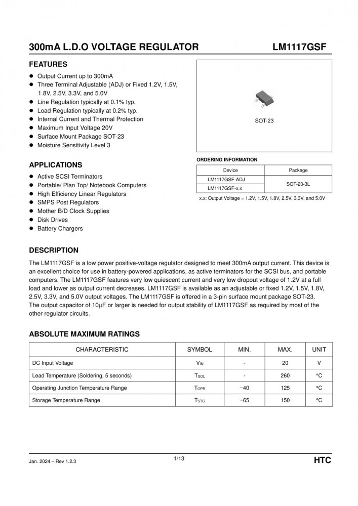 LM1117GSF datasheet page 1