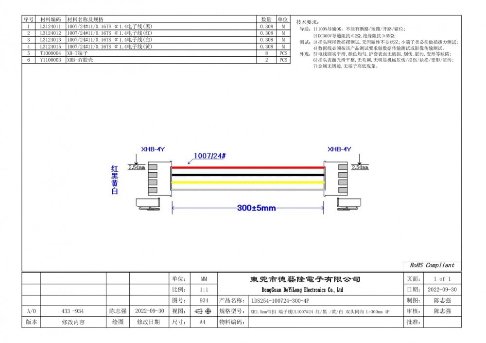 DEALON LDS254-100724-300-4P product drawing