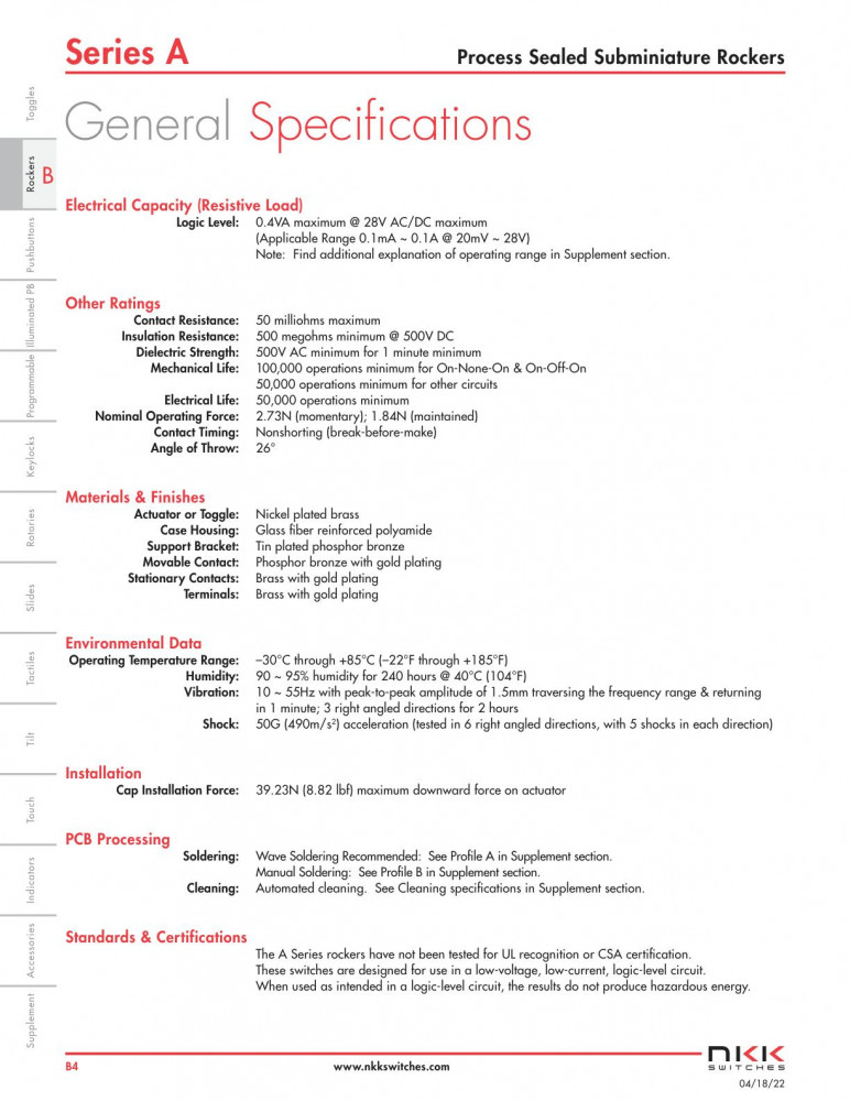A22K1V A Series datasheet page 1