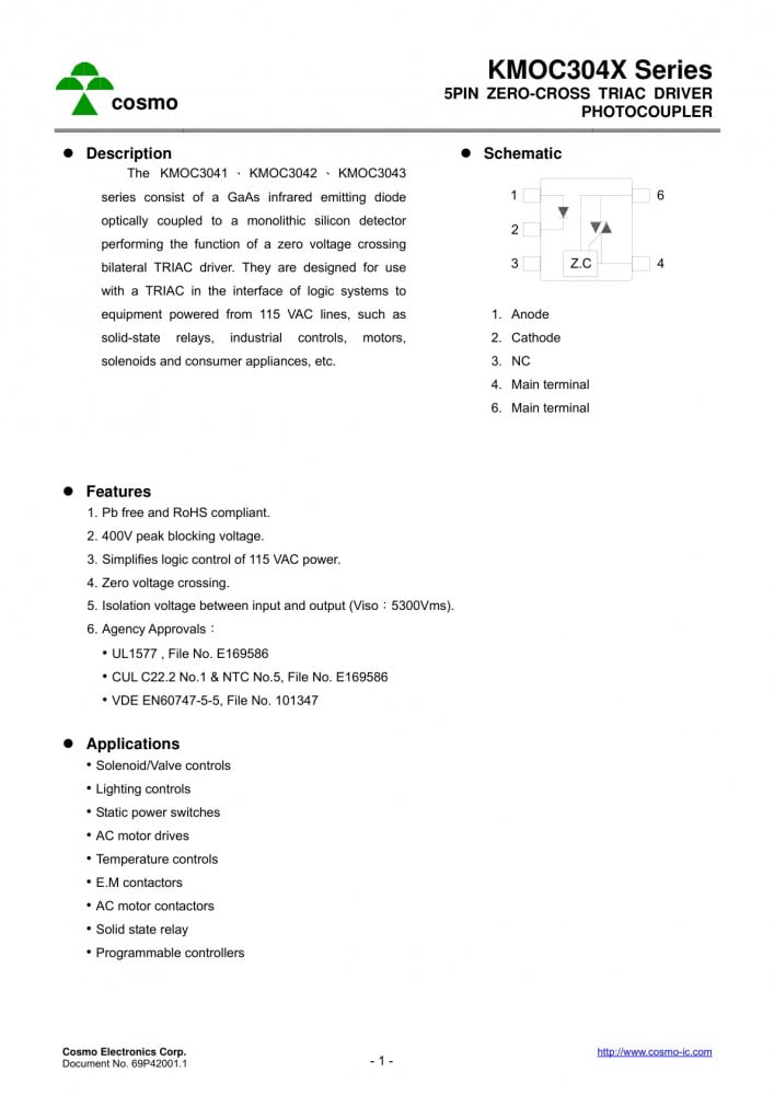 KMOC3041S TL datasheet page 1