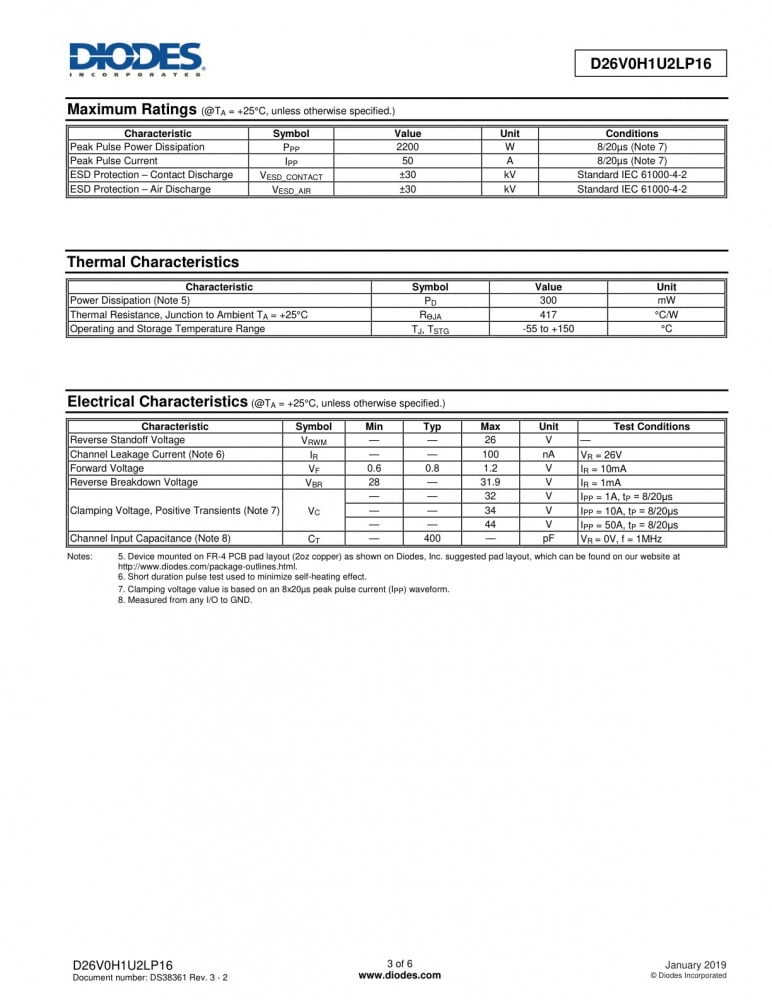 D26V0H1U2LP16-7 datasheet page 3