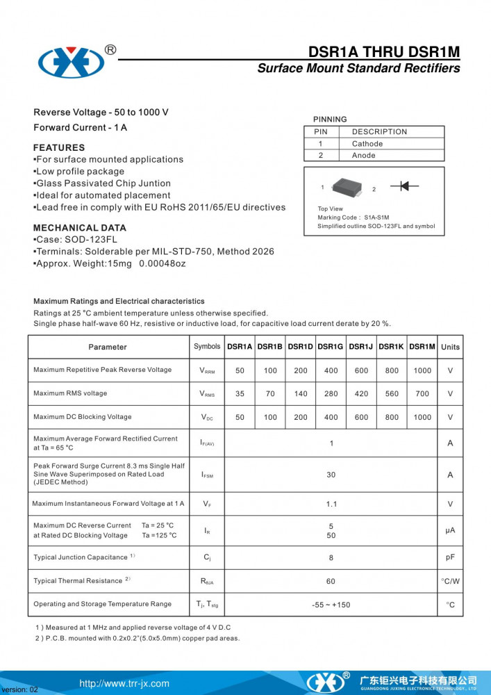 JUXING DSR1A datasheet page 1