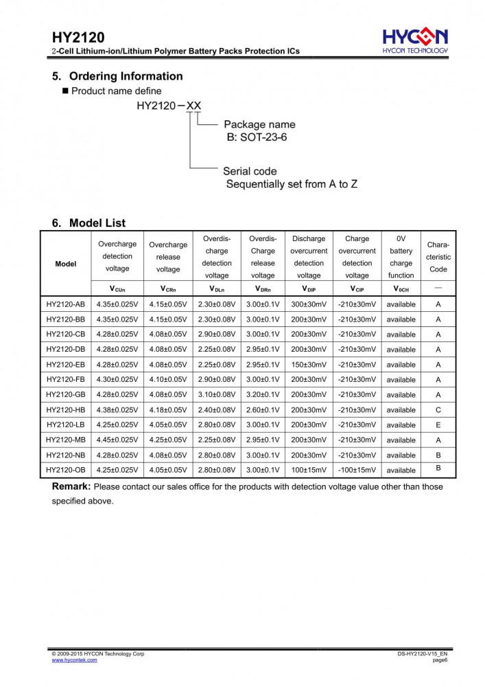 HY2120 datasheet page 6
