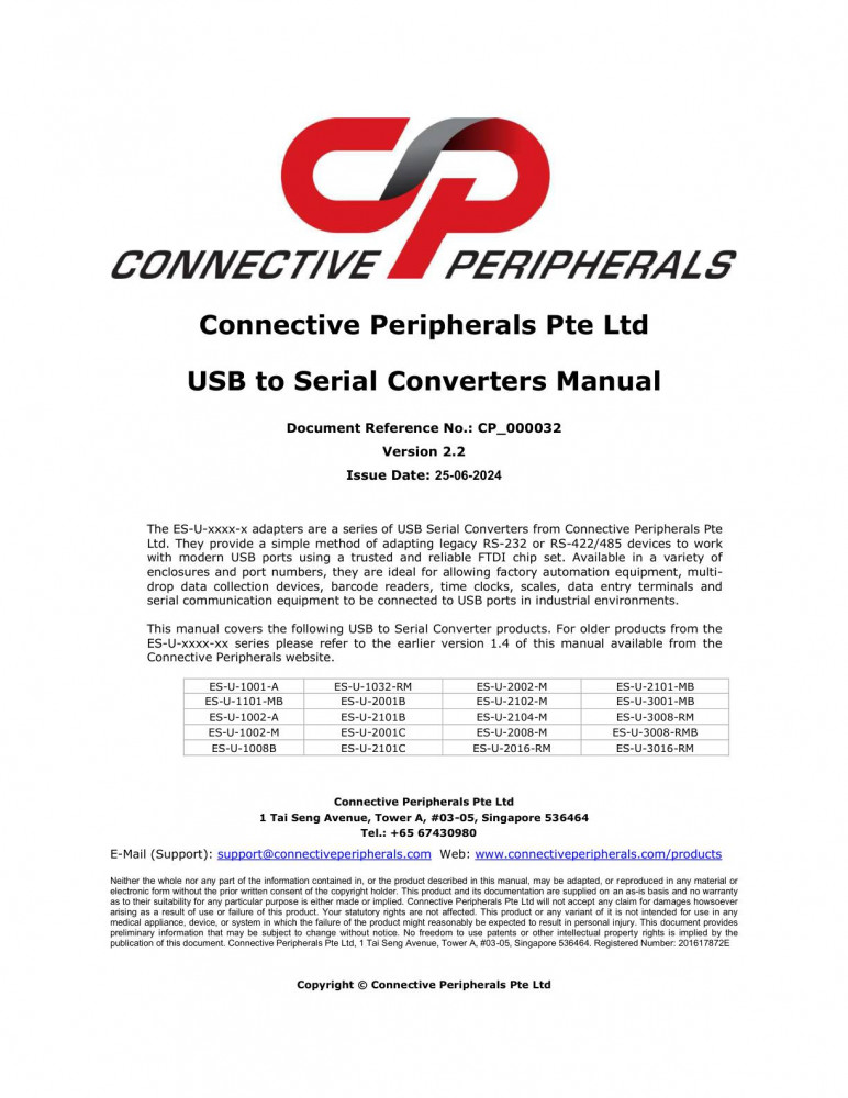 USB to Serial Converters Manual, page preview 1