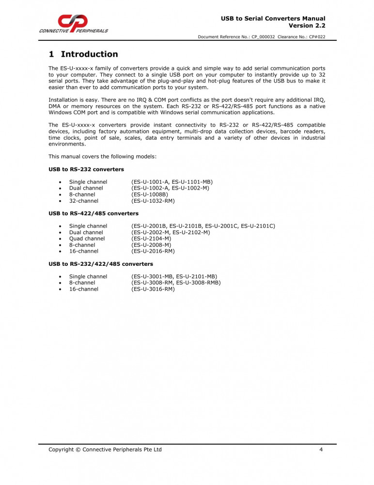 USB to Serial Converters Manual, page preview 4