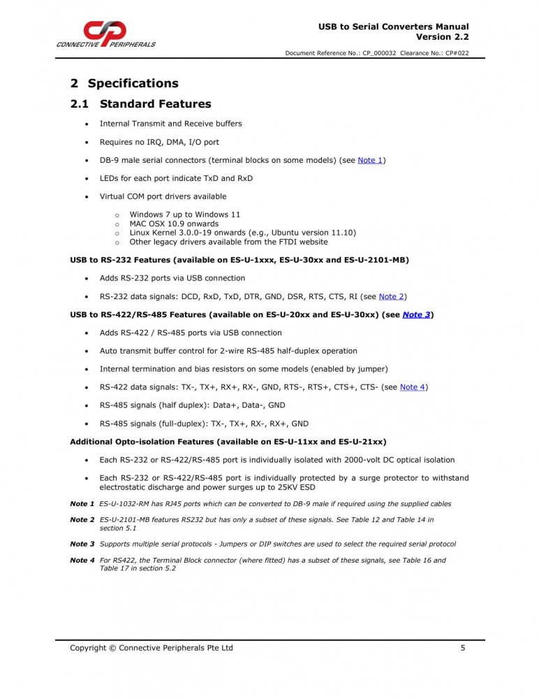 USB to Serial Converters Manual, page preview 5