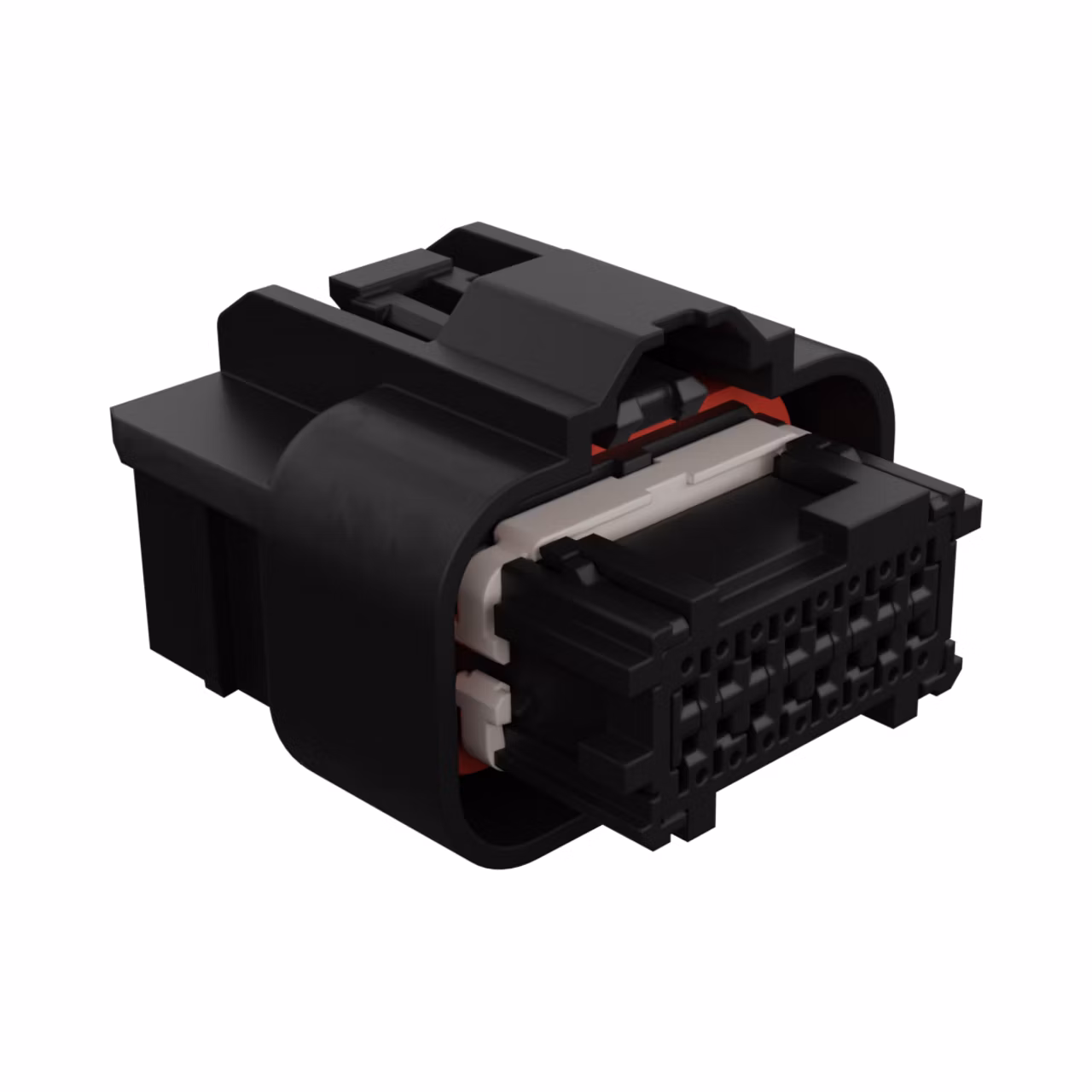 Mini50 Sealed Receptacle Housing, Dual Row, without CPA, 16 Circuits, Polarization Option A, Black for sale