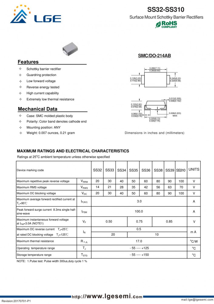 LGE SS310 datasheet page 1