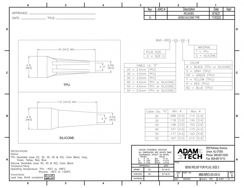 ADAM TECH MMI-BR0 product drawing