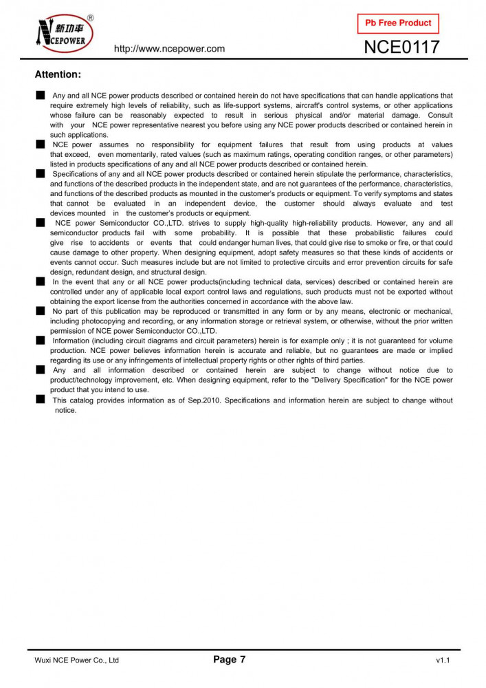 NCE0117 datasheet page 7