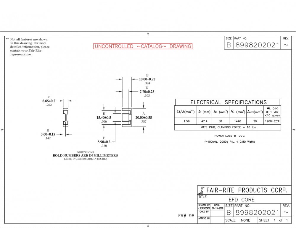 Fair-Rite 8998202021 technical drawing